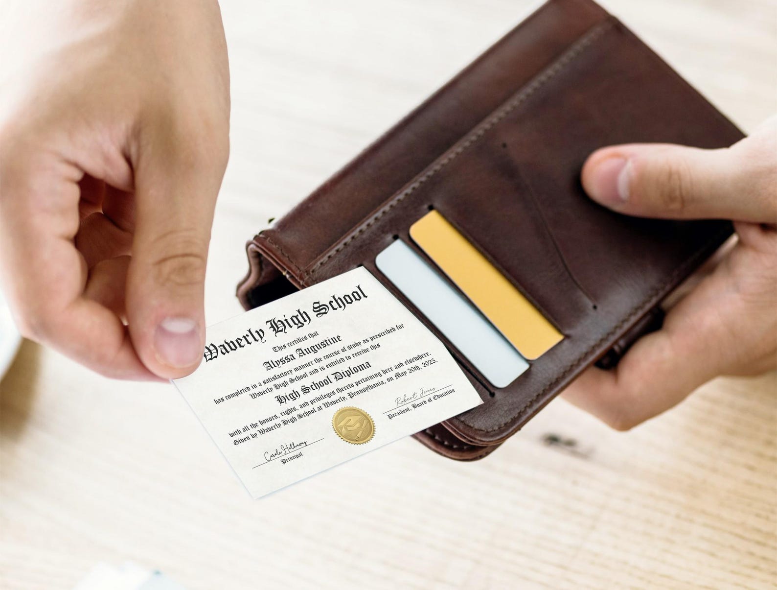 Wallet Size Diploma, Printable Fake Mini Diploma, Customized Miniature ...