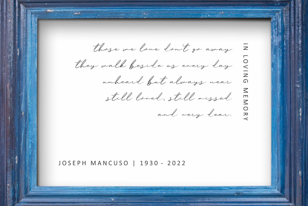 Personalized Memorial Gift Wall Print Template, Sympathy Poem, Loss ...