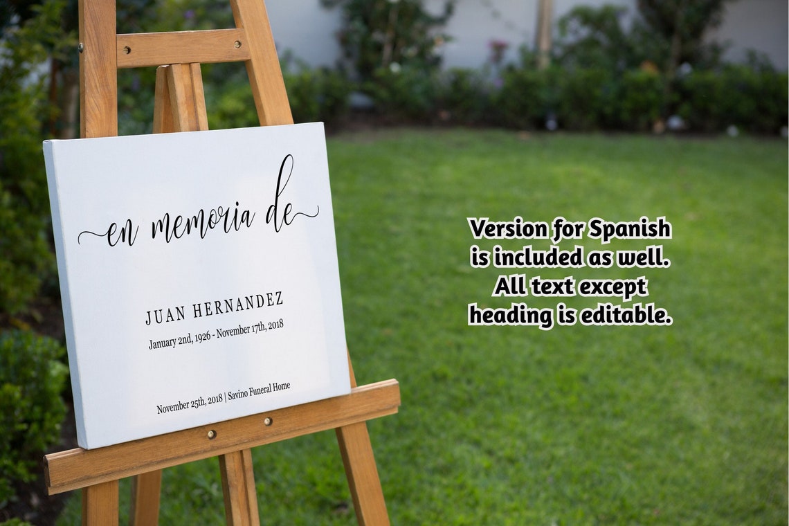 Funeral Sign Template Printable in Loving Memory Memorial - Etsy