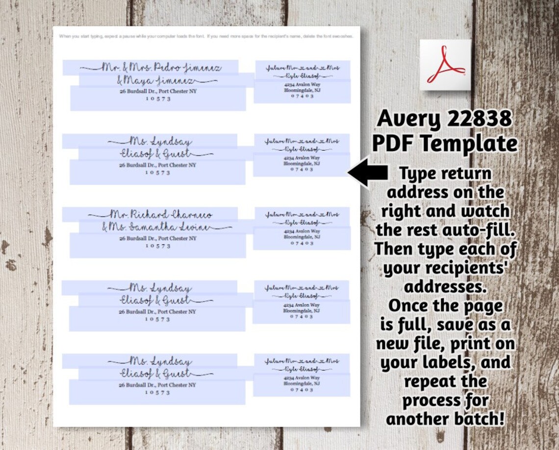 Printable Address Template for Envelope Wraparound Labels | Etsy