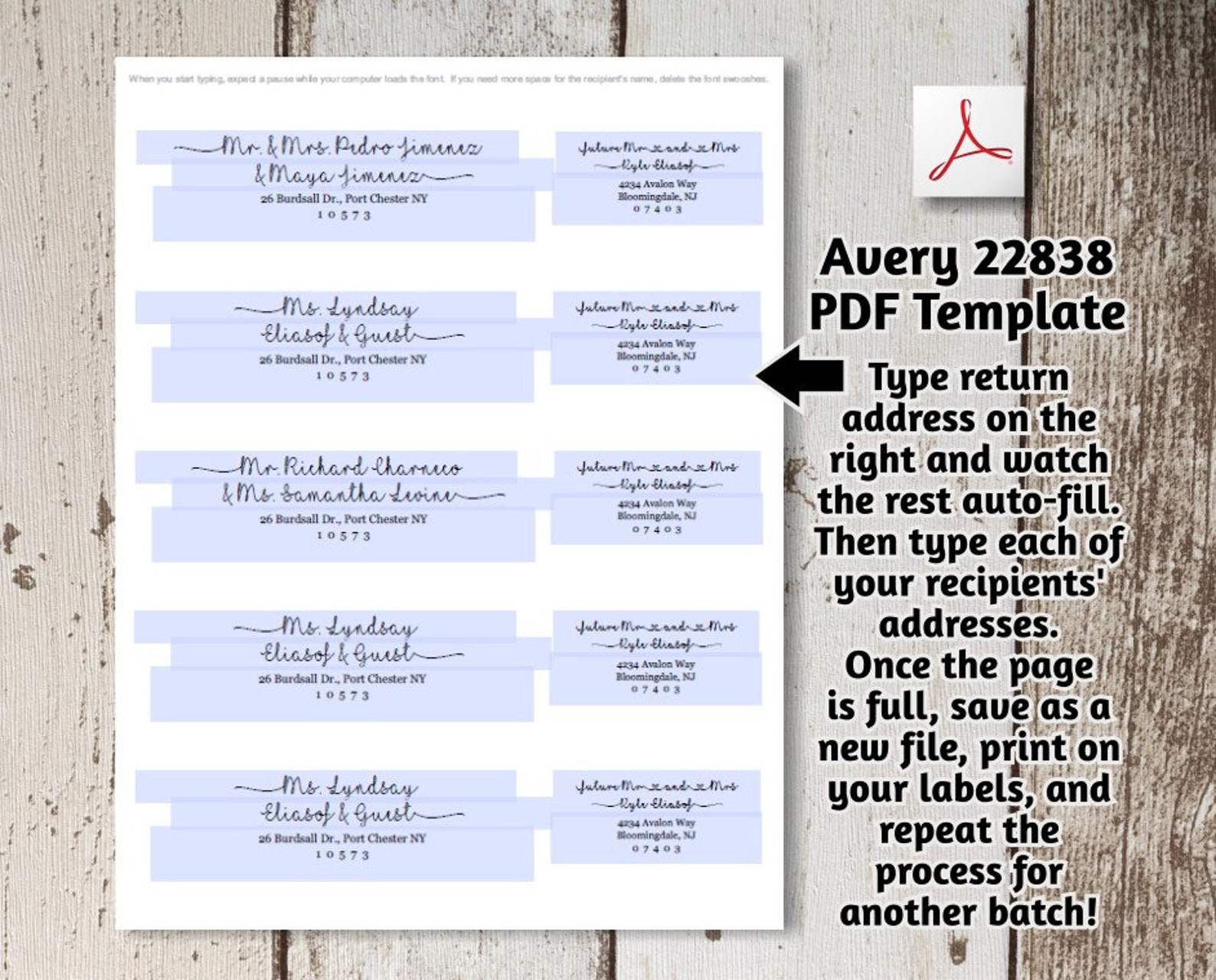 Printable Address Template for Envelope Wraparound Labels | Etsy