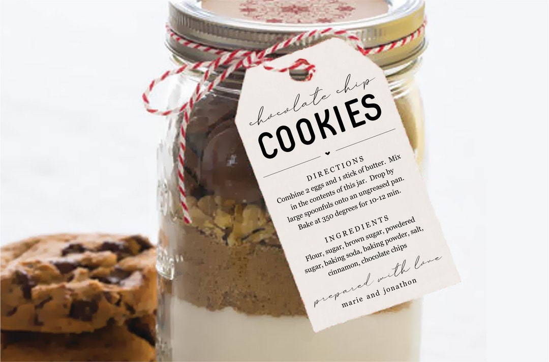 Cookie Mix in a Jar Gift Tag Template Instructions Directions ...