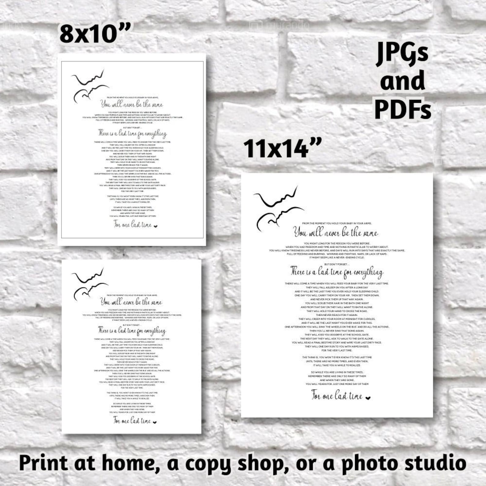 The Last Time Poem Print Printable Baby Shower Mothers Day - Etsy