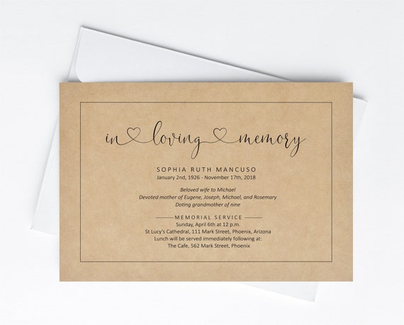 Funeral Luncheon Invitations
