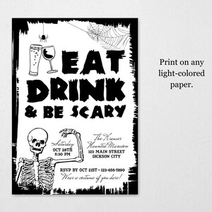 Printable Eat Drink & Be Scary Halloween Party Invitation - Etsy