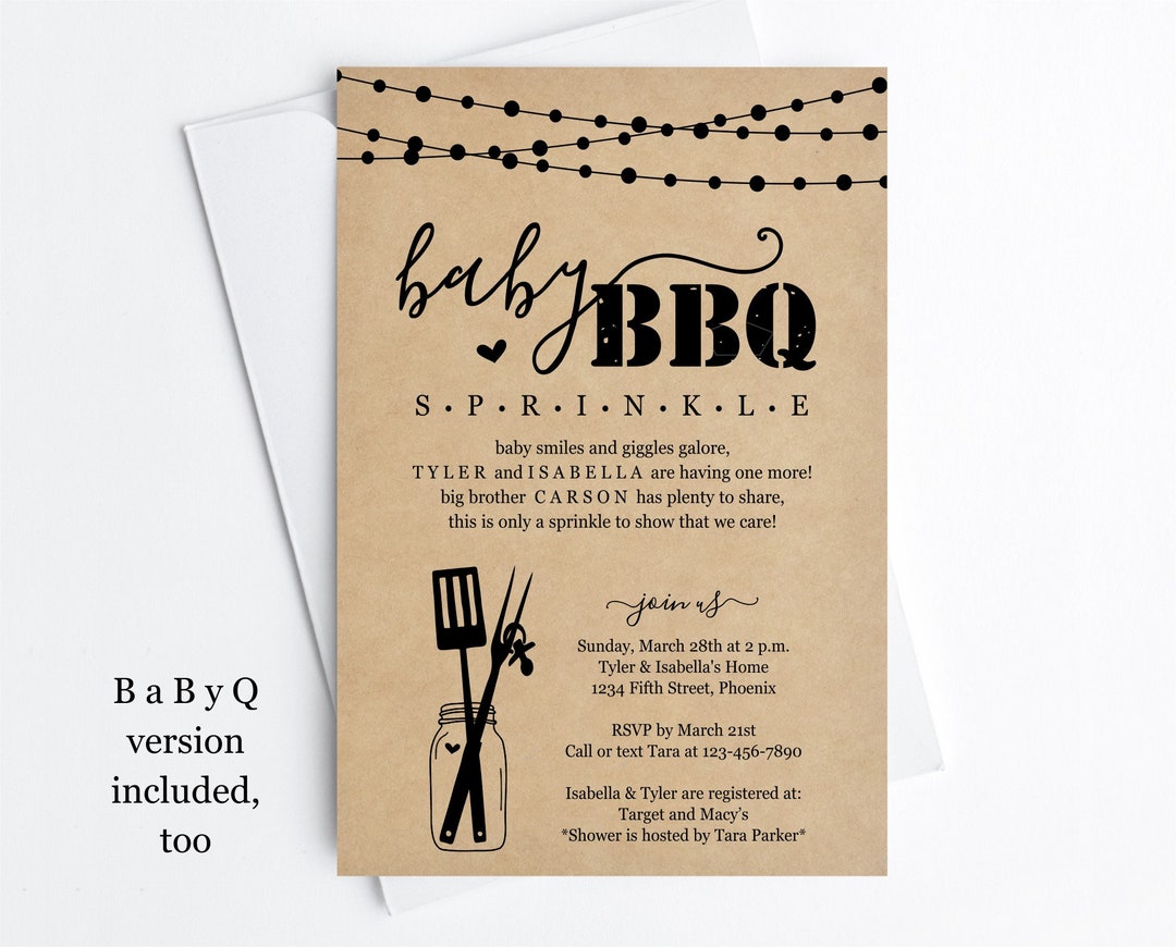 Baby Sprinkle BBQ Invitation Template, Printable Gender Neutral Couple ...