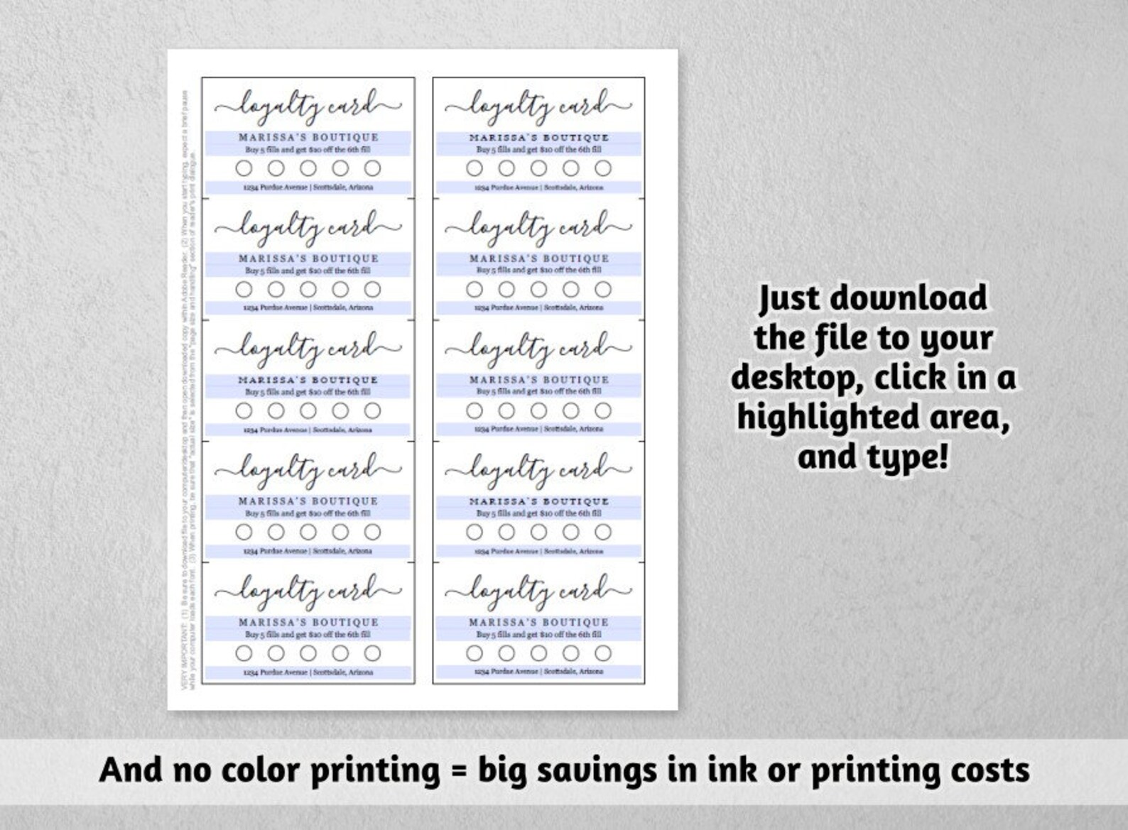 Printable Loyalty Card Template, Simple Reward Punch Card Cardstock ...