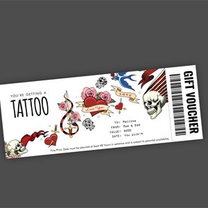 Tattoo Gift Certificate Template, Printable Get Inked Gift Voucher ...