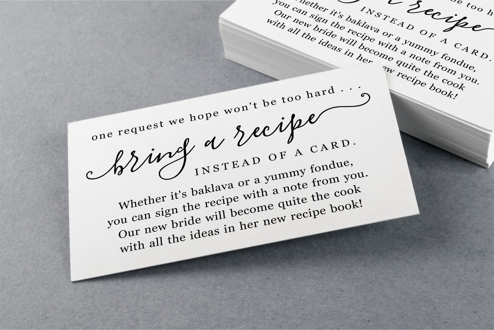 Please Bring Recipe Instead of a Card Request Printable - Etsy