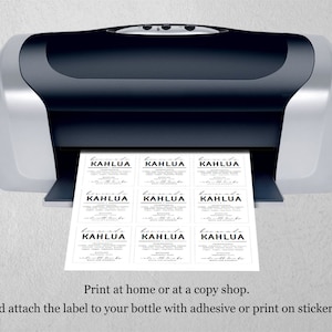 Homemade Kahlua Label Template - Printable Gift Sticker, Personalize ...