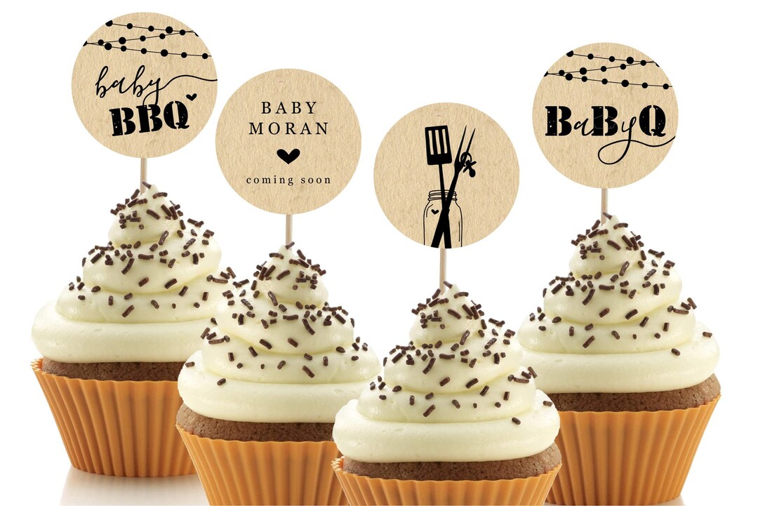 Baby Q Cupcake Topper Template, Printable Baby BBQ Baby Shower ...