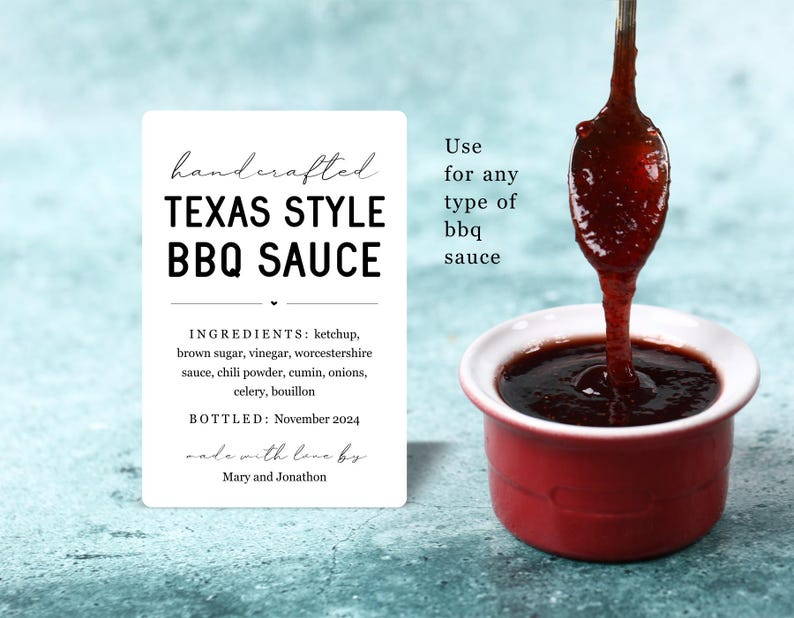 Homemade BBQ Sauce Bottle Label Template, Printable Barbeque Jar Gift ...