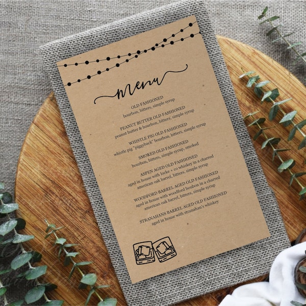 Whiskey Menu Template - Etsy