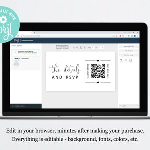 Wedding QR Code RSVP and Details Card Insert, Minimalist Printable ...
