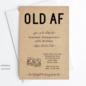 Funny Adult Birthday Invitation Template, Printable OLD AF Party Invite ...
