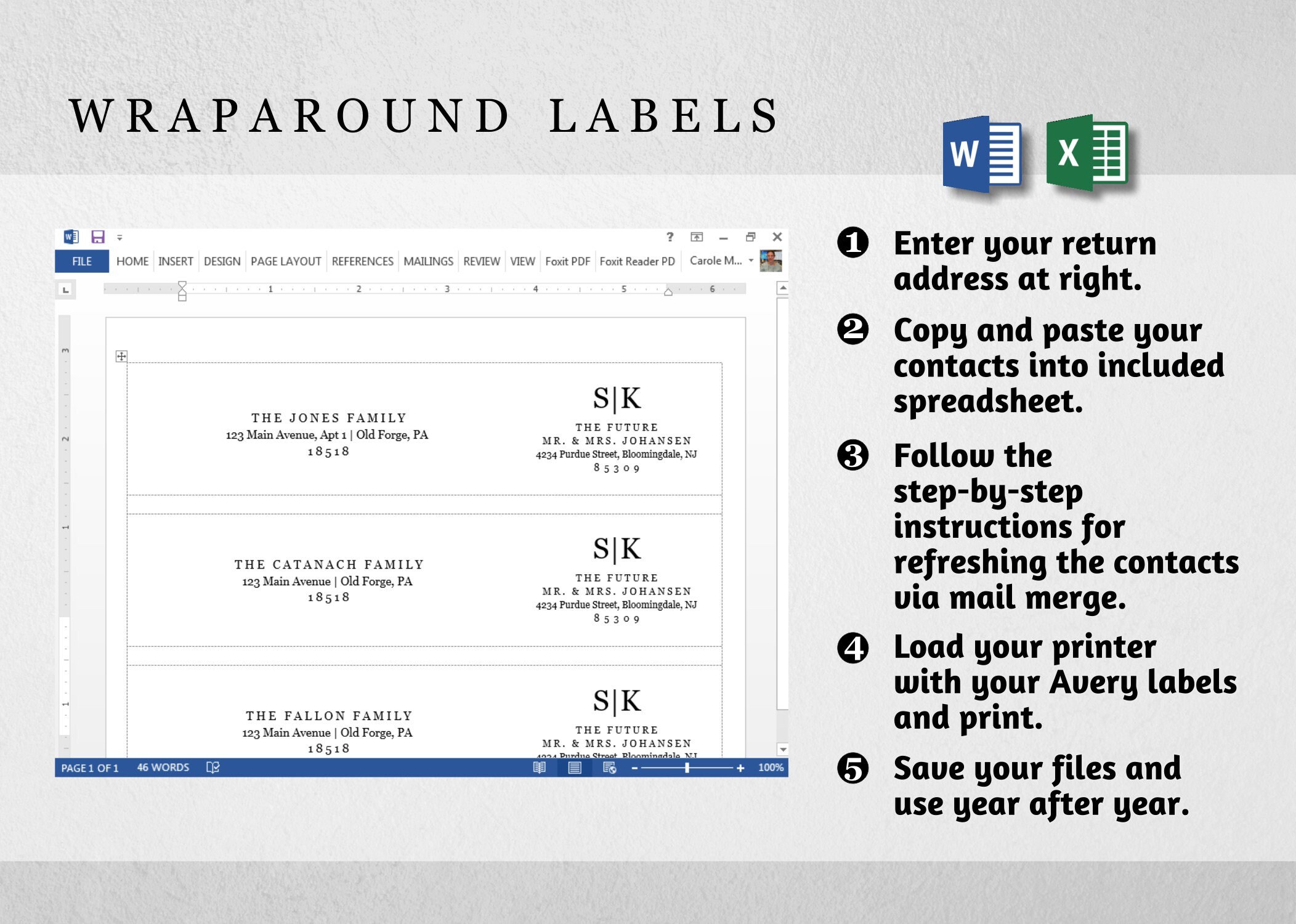 Mail Merge Address Template For Wraparound Labels Microsoft Word 