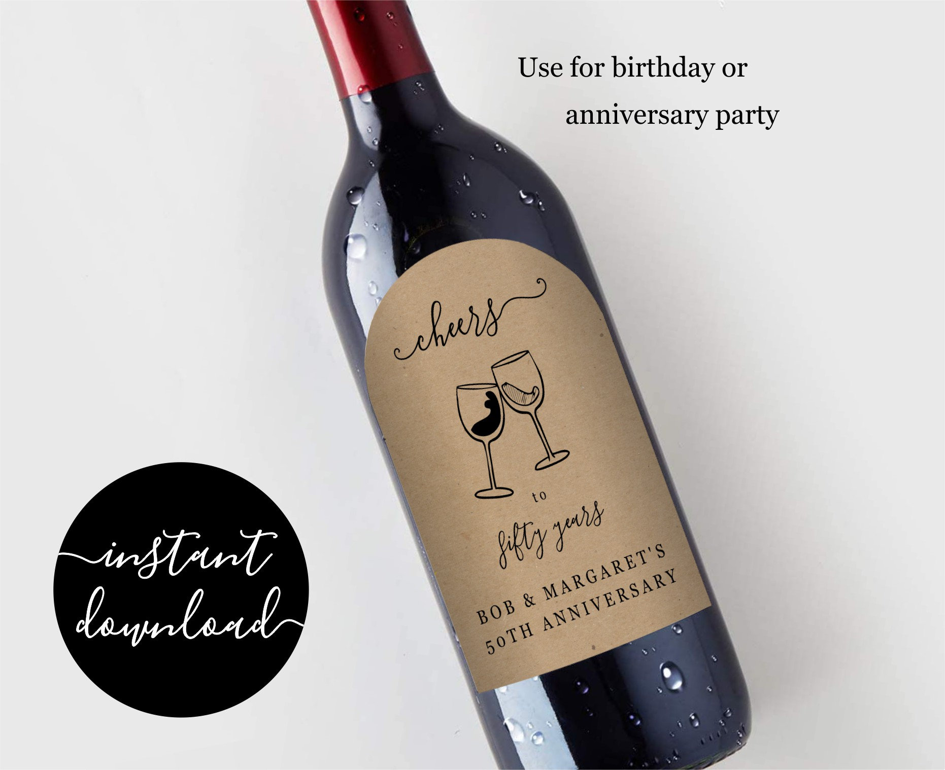 Birthday Wine Label Template Anniversary Bottle Tasting Winery Party 