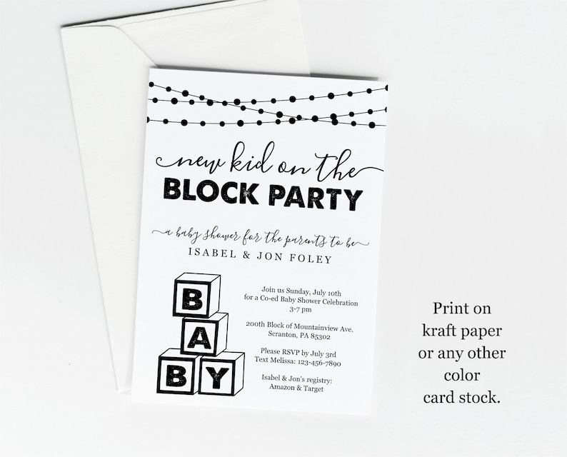 Baby Shower Block Party Invitation Template New Kid on the - Etsy