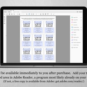 Homemade Arancello Bottle Label Template Printable Arancello Gift ...