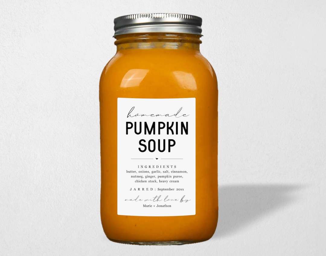 Homemade Pumpkin Soup Label Template - Best Gift Sticker, Printable ...