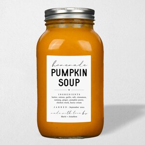 Homemade Pumpkin Soup Label Template - Best Gift Sticker, Printable ...