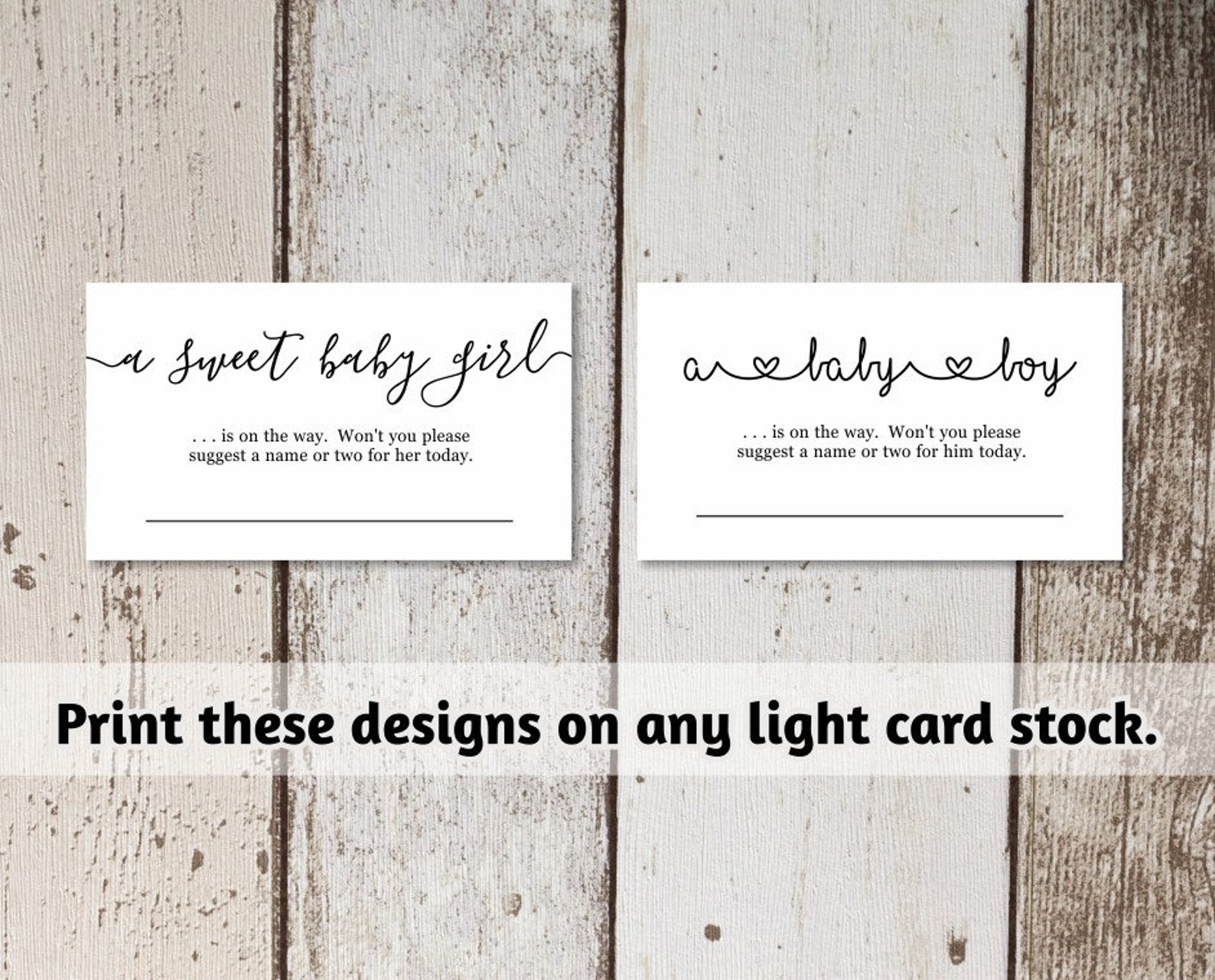 Baby Name Suggestions Card Printable Template, Gender Reveal, Baby ...