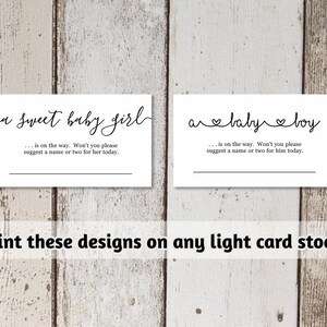 Baby Name Suggestions Card Printable Template, Gender Reveal, Baby ...