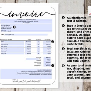 Printable Invoice Template - NO COLOR INK - Word, Pdf Download ...