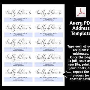 Printable Calligraphy Address Template Envelope Label, Avery 2 X 4 & 1 ...
