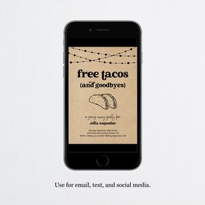 Going Away Party Invitation Template, Printable Free Tacos Funny Fun ...