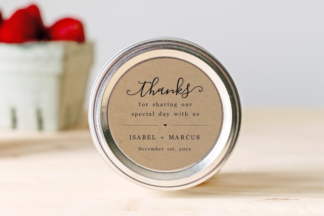 Thank You Mason Jar Lid Label Template, Fit 4 or 8oz Regular Mouth Jar ...