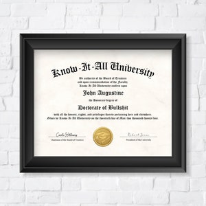 Funny Diploma Template, Doctorette of Bullshit, Printable Gag Gift Joke ...