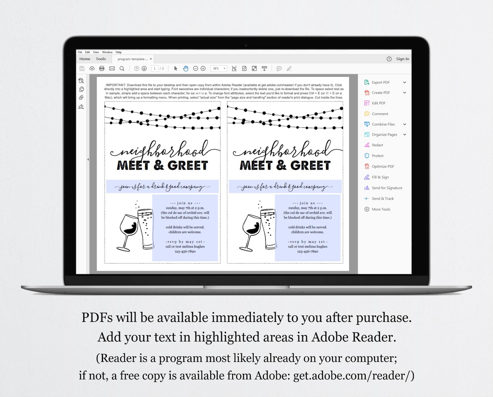 Neighborhood Meet & Greet Invitation Template, Printable Meet the ...