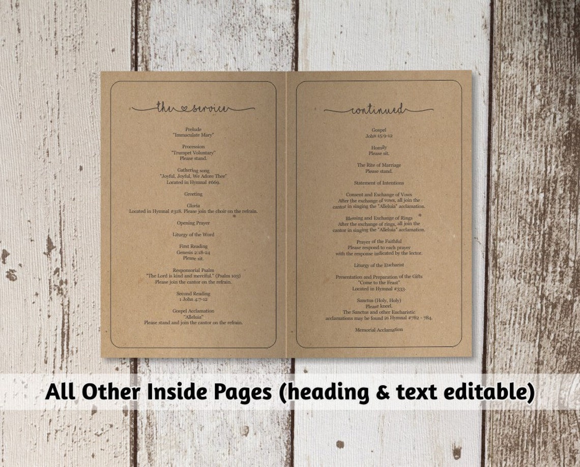 Printable Wedding Ceremony Book Template Unlimited Pages - Etsy