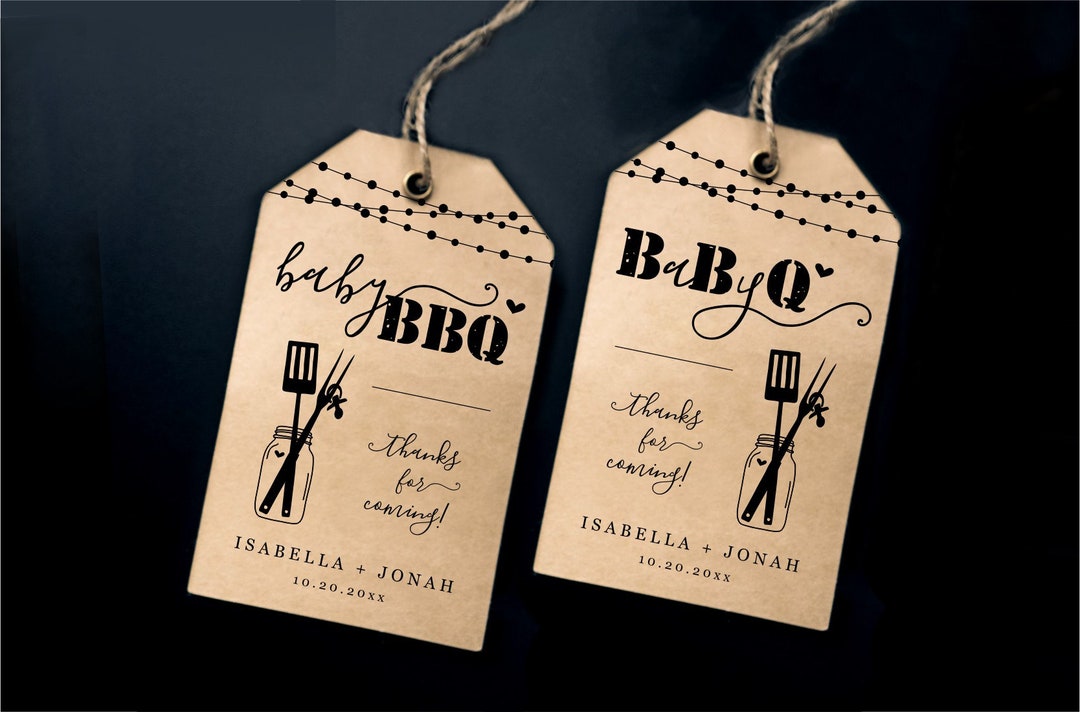 Printable Baby BBQ Favor Tag Template, Couple Baby Q Barbeque Shower ...
