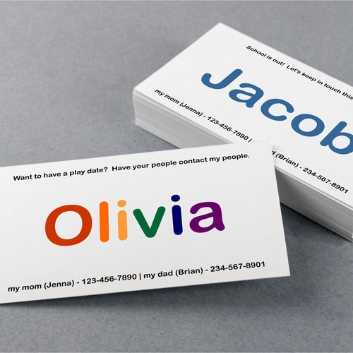 Kids Calling Card Template Printable Play Date Card for Girl - Etsy