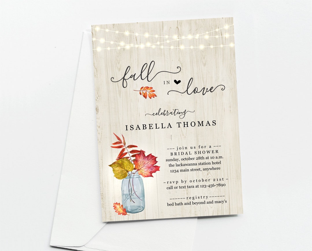 Fall in Love Invitation Template, Couple / Bridal Shower, Engagement ...