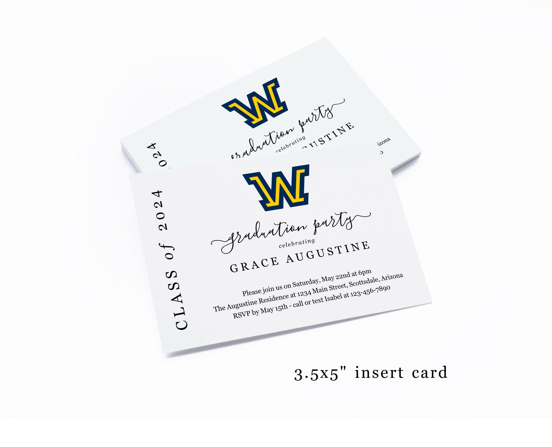 College Graduation Party Invitation Insert with School Logo, Printable ...