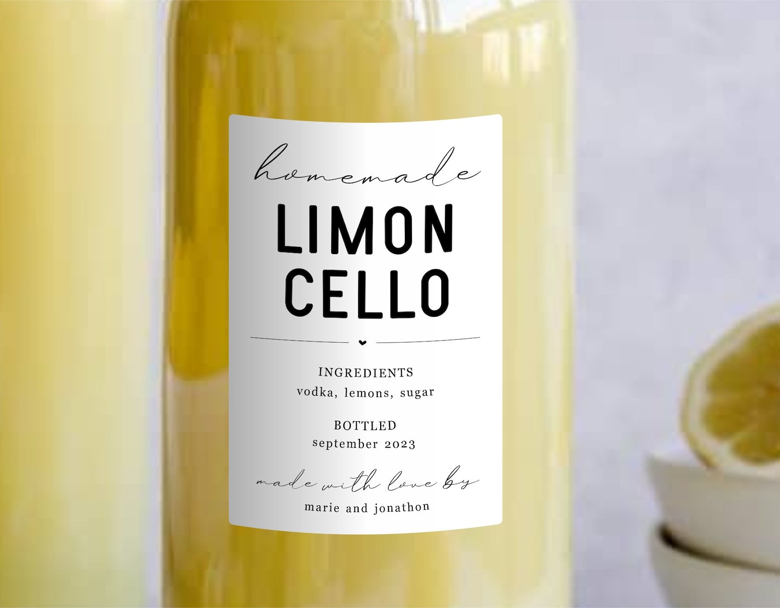Homemade Limoncello Bottle Label Template - Printable Limoncello Gift ...