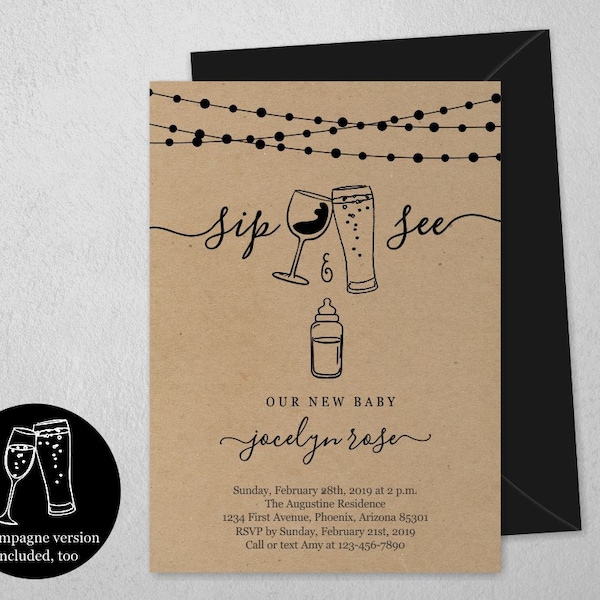 Baby Sip and See Digital Invitations - Etsy