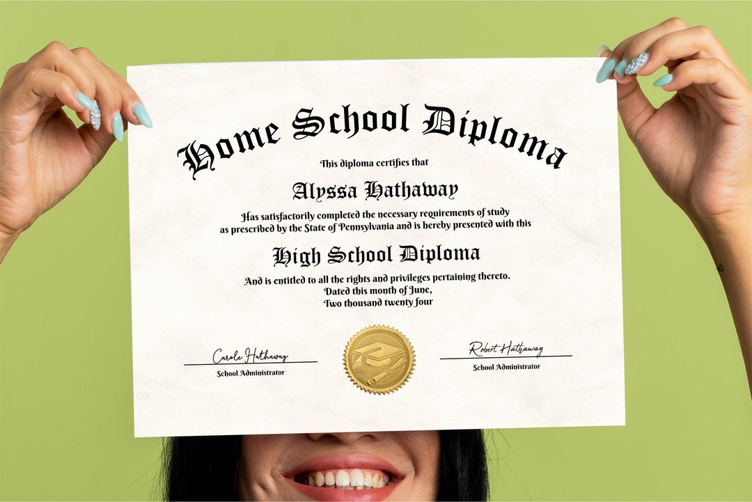 Homeschool Diploma With Gold Seal Printable Home School High - Etsy