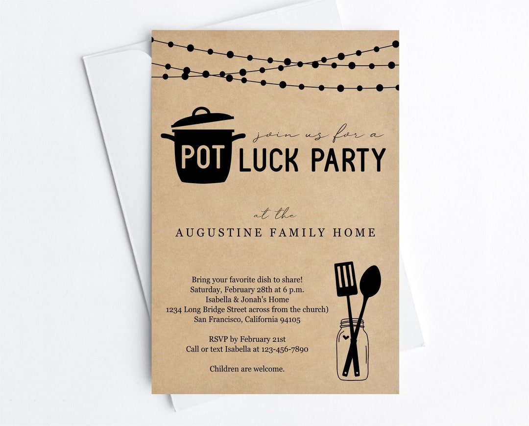 Potluck Party Invitation Template, Neighborhood Block Party, Birthday, Family Reunion, Faculty ...