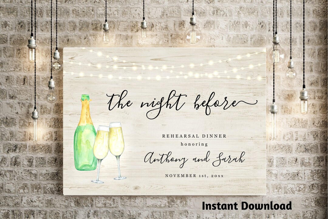 The Night Before Rehearsal Dinner Welcome Sign Printable Template ...