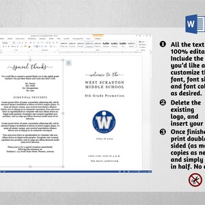 Graduation Program Template Printable Pamphlet Editable Word - Etsy