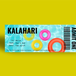 Water Park Ticket Template, Printable Waterpark Gift Certificate Boy ...