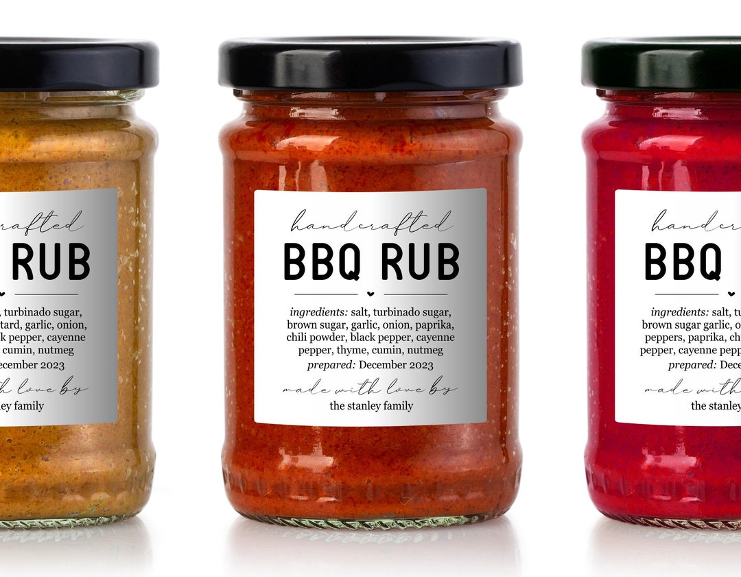 BBQ Rub Label Template, Printable Homemade Barbeque Seasoning Blend Jar ...