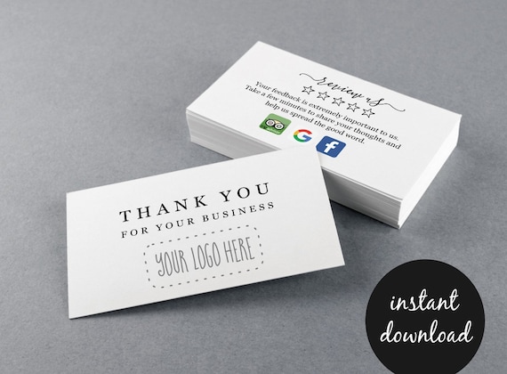Review Request Thank You Business Card W Icons Printable - Etsy