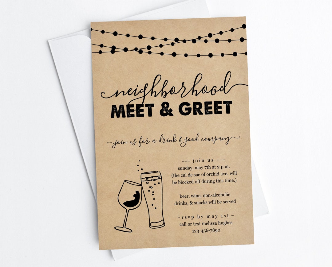 Neighborhood Meet & Greet Invitation Template, Printable Meet the ...