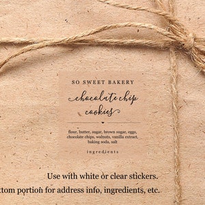 Bakery Label Template - Baked Good Sticker / 2" Printable Homemade Food ...