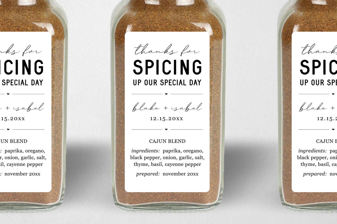 Thanks for Spicing up Our Special Day Homemade Spice Blend Jar Label ...